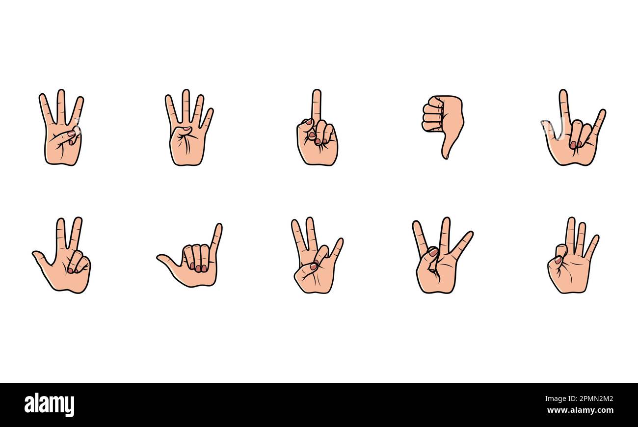 Illustration Of Hand Sign Pack Part 2 Isolated on a white background ...