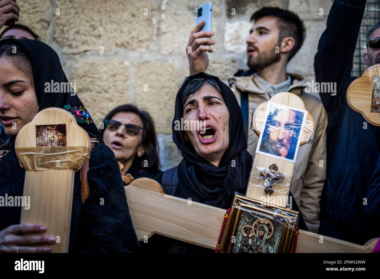 Jerusalem, Israel. 14th Apr, 2023. Christians Orthodox march with ...