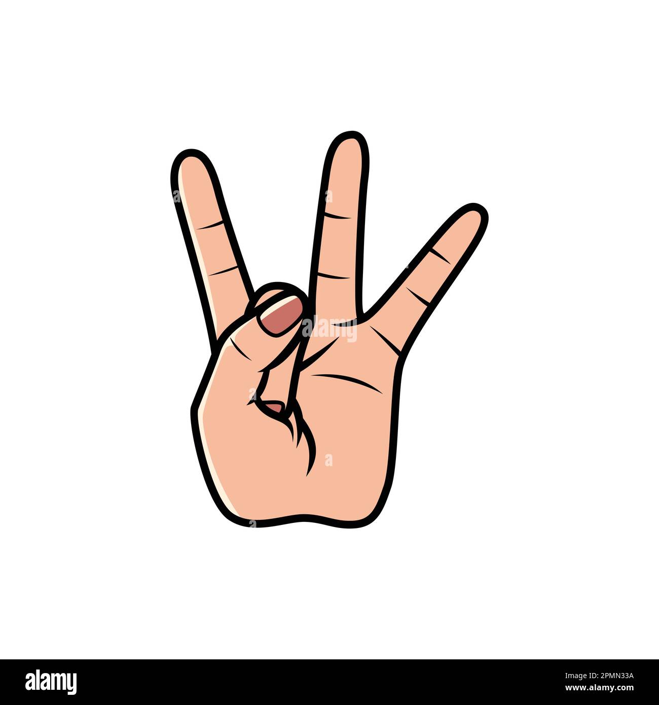 Eight Finger Hand Sign Isolated on a white background. Icon Vector ...