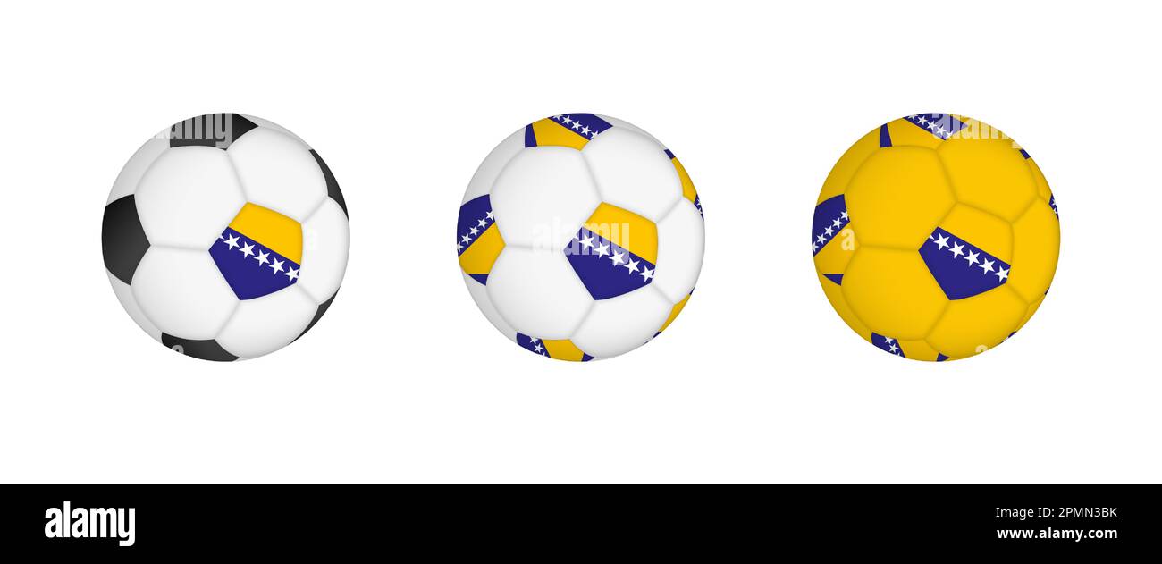 Collection football ball with the Bosnia and Herzegovina flag. Soccer ...