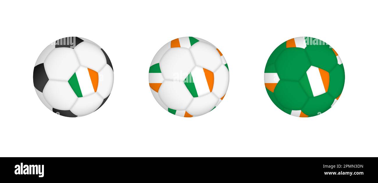 Collection football ball with the Ireland flag. Soccer equipment mockup ...
