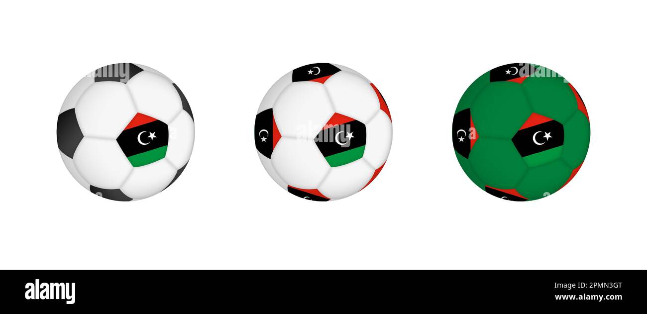 Collection football ball with the Libya flag. Soccer equipment mockup ...