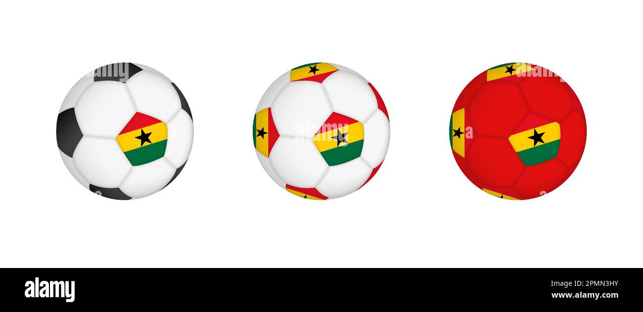Collection football ball with the Ghana flag. Soccer equipment mockup ...