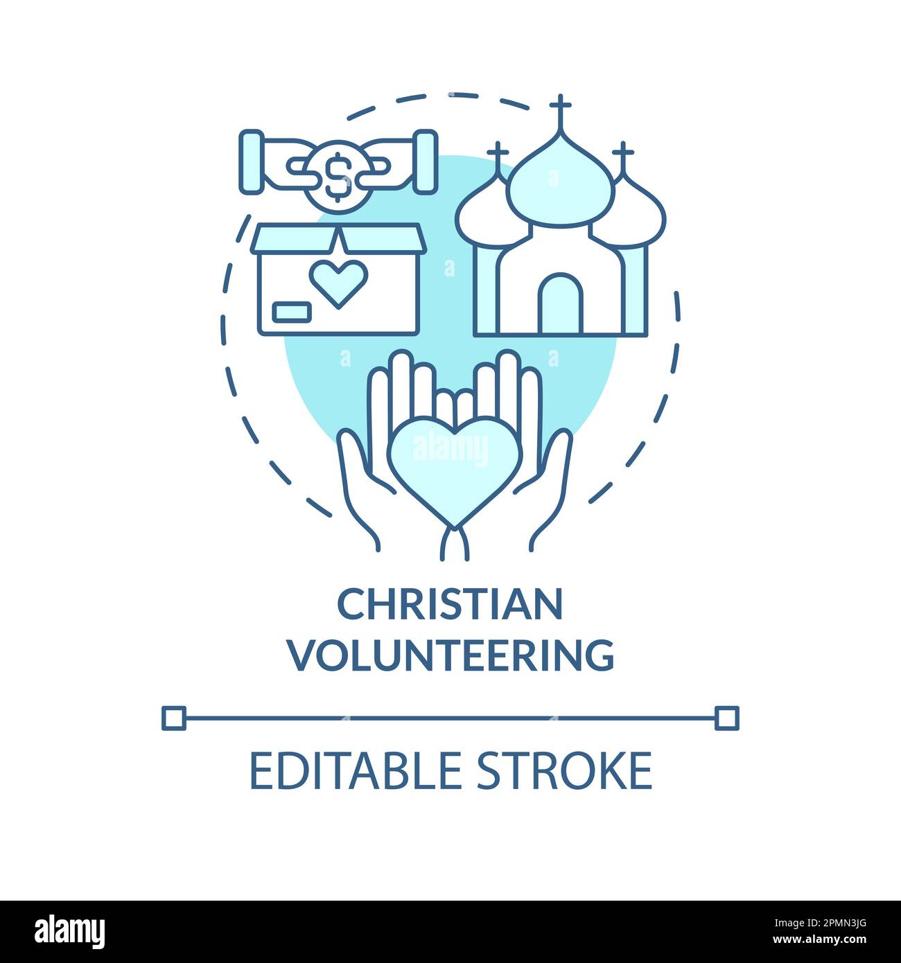 Christian volunteering turquoise concept icon Stock Vector Image & Art ...