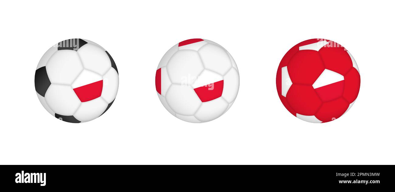 Collection football ball with the Poland flag. Soccer equipment mockup ...