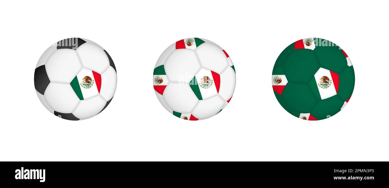 Collection football ball with the Mexico flag. Soccer equipment mockup ...
