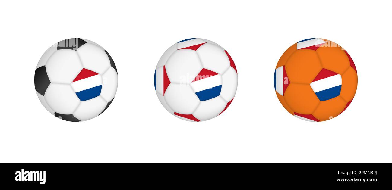 Collection football ball with the Netherlands flag. Soccer equipment ...