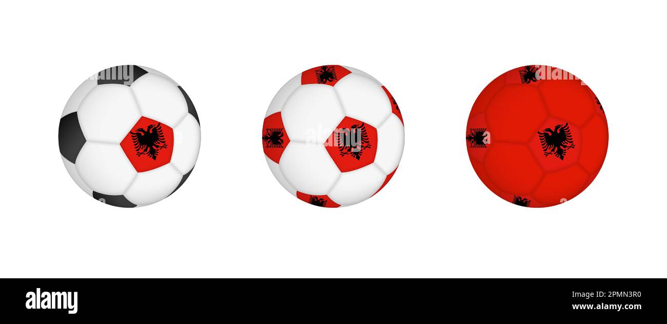 Collection football ball with the Albania flag. Soccer equipment mockup ...