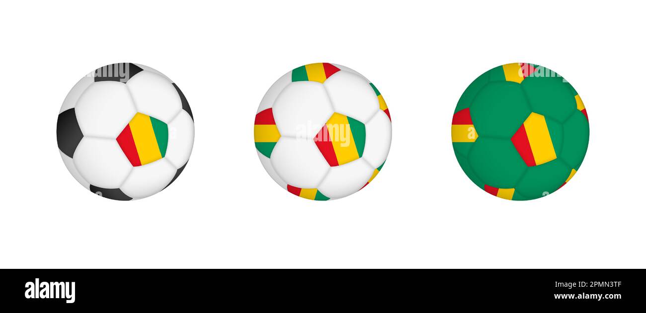 Collection football ball with the Guinea flag. Soccer equipment mockup ...