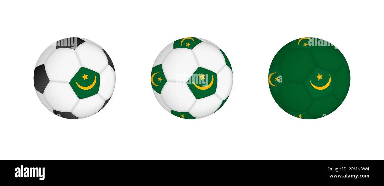 Collection football ball with the Mauritania flag. Soccer equipment ...