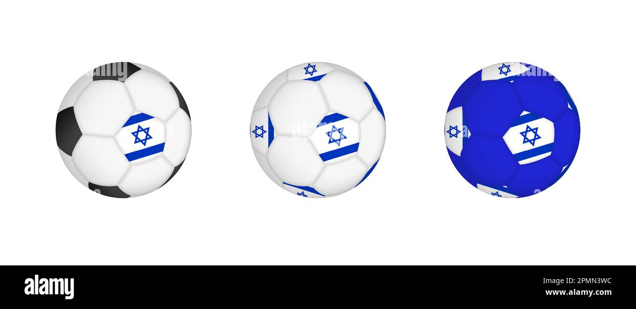 Collection football ball with the Israel flag. Soccer equipment mockup ...