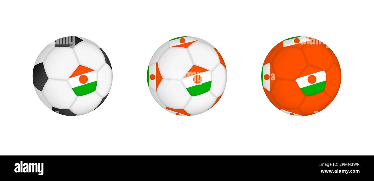 Collection football ball with the Niger flag. Soccer equipment mockup ...