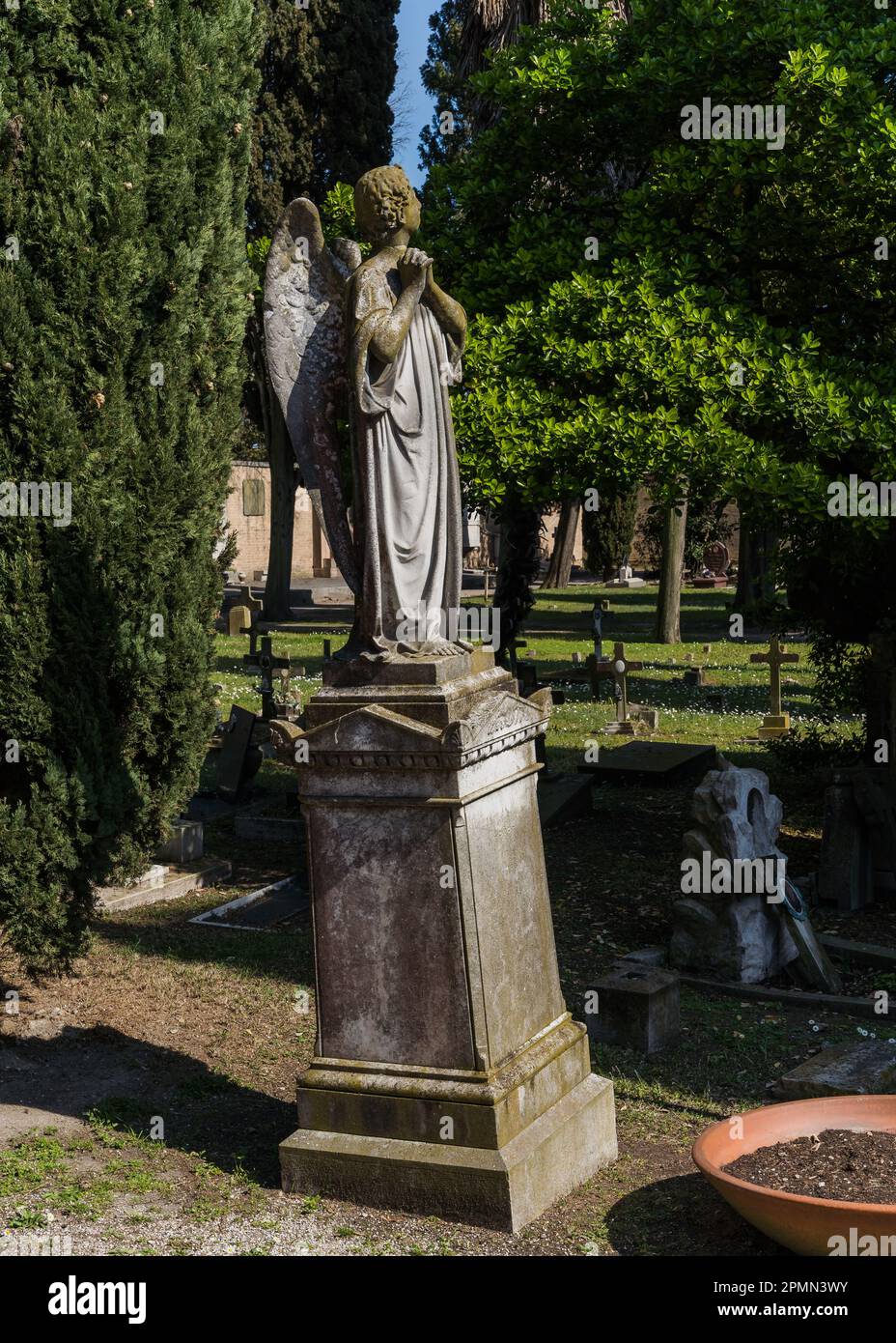 architectural detail of cemetery San Michele in Venice, Italy Stock ...