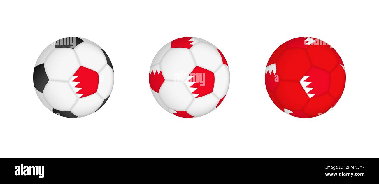 Collection football ball with the Bahrain flag. Soccer equipment mockup ...