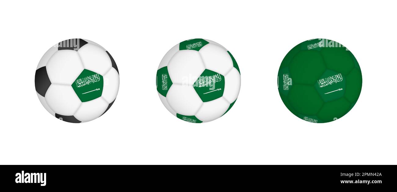 Collection football ball with the Saudi Arabia flag. Soccer equipment ...