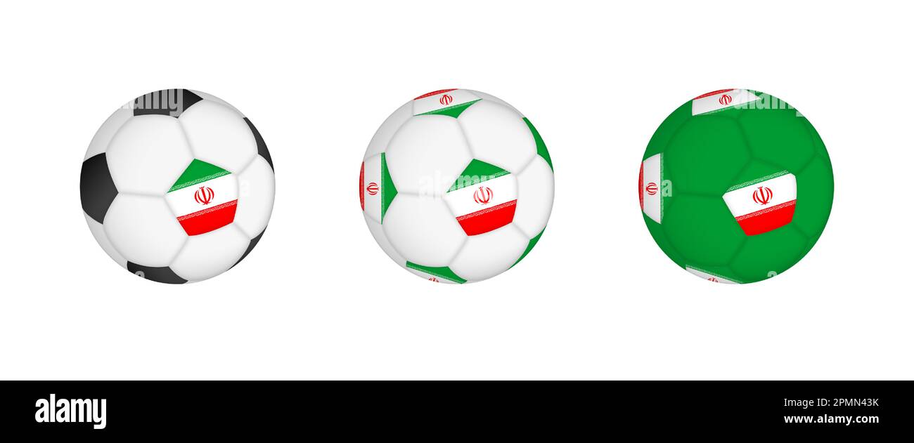 Collection football ball with the Iran flag. Soccer equipment mockup ...