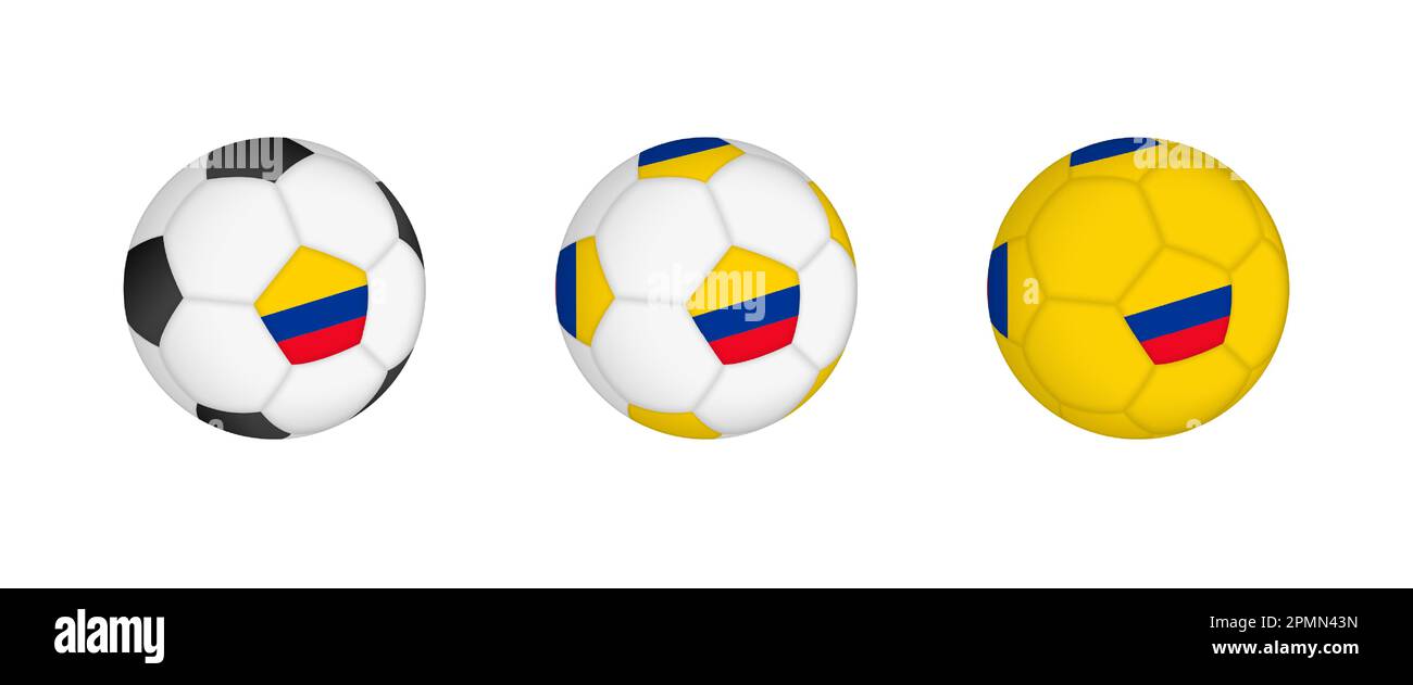 Collection football ball with the Colombia flag. Soccer equipment ...
