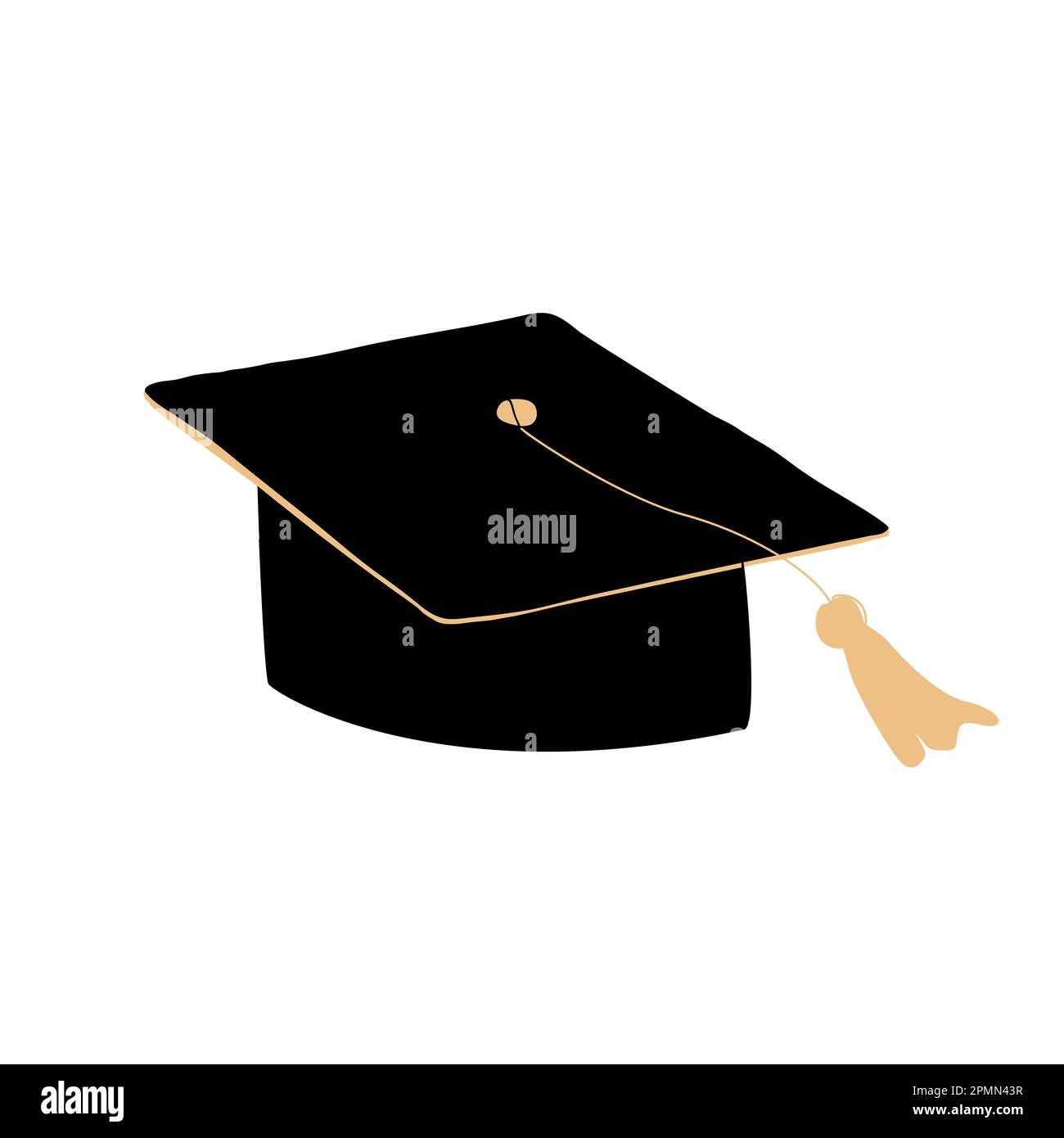 Graduate student hat with a golden tassel. Doodle icon. High education ...