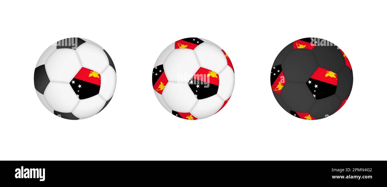 Collection football ball with the Papua New Guinea flag. Soccer ...