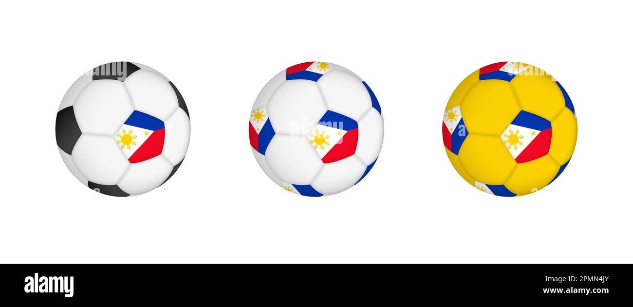 Collection football ball with the Philippines flag. Soccer equipment ...