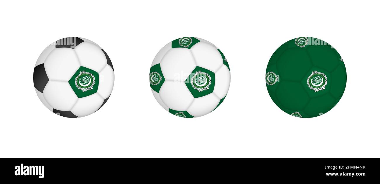 Collection football ball with the Arab League flag. Soccer equipment ...