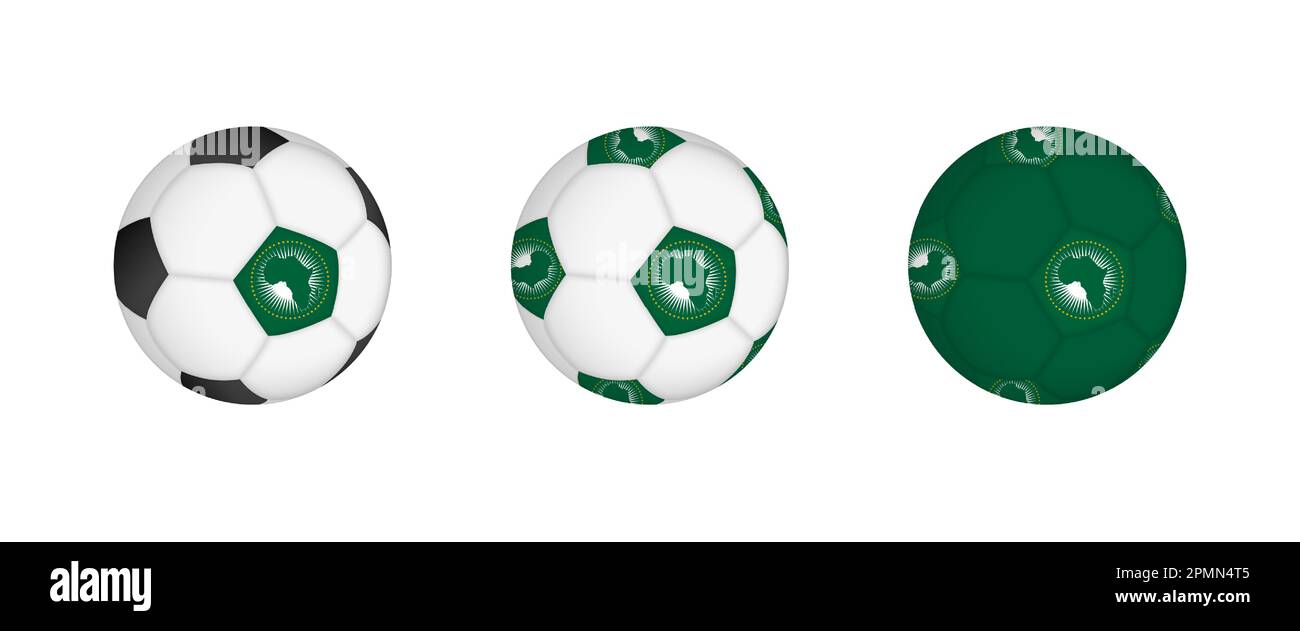 Collection football ball with the African Union flag. Soccer equipment ...