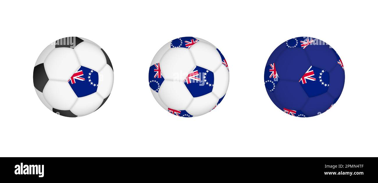 Collection football ball with the Cook Islands flag. Soccer equipment ...
