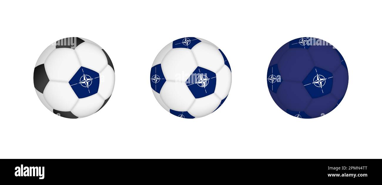 Collection football ball with the Nato flag. Soccer equipment mockup ...