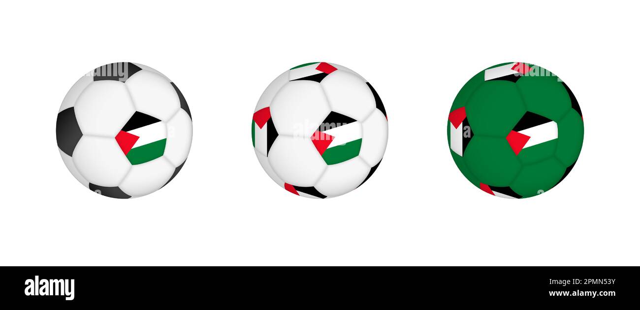 Collection football ball with the Palestine flag. Soccer equipment ...