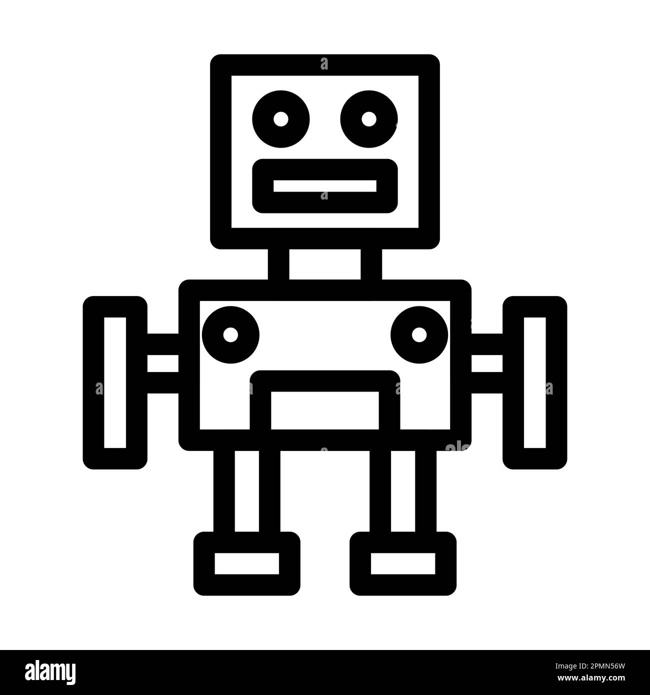 Robot Vector Thick Line Icon For Personal And Commercial Use Stock ...