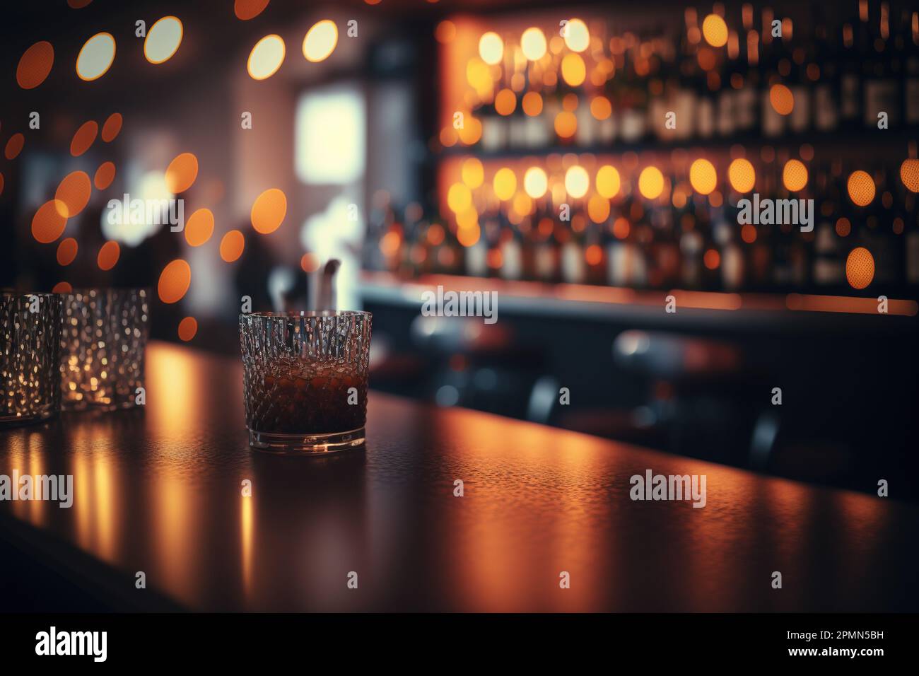Bar counter with empty space, blurred background Stock Photo - Alamy