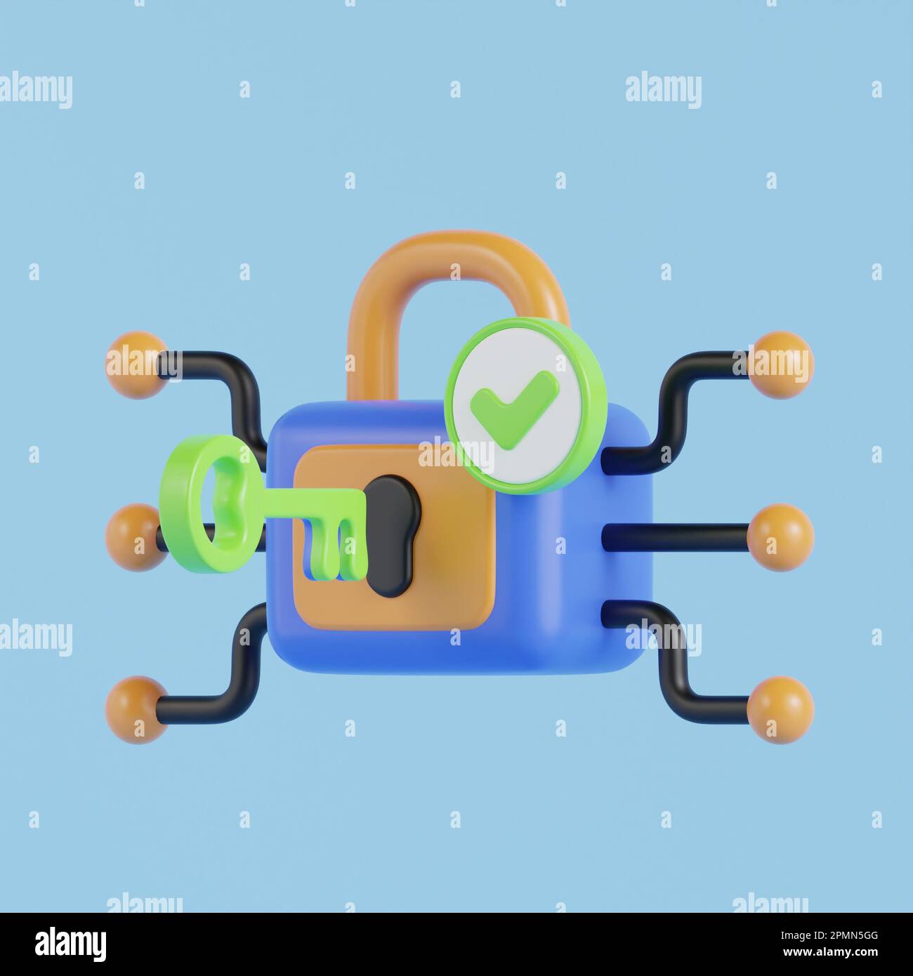 Cyber Security 3D, laptop and cloud data under protection ...