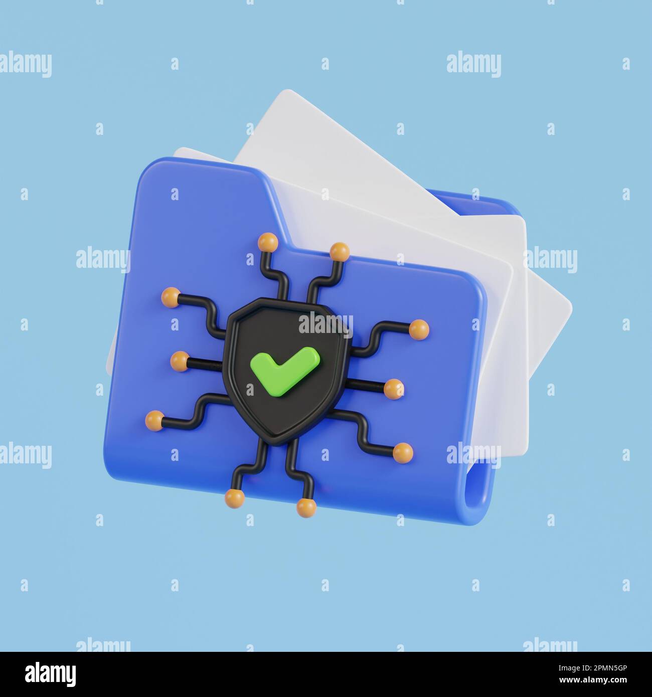 Cyber Security 3D, laptop and cloud data under protection ...