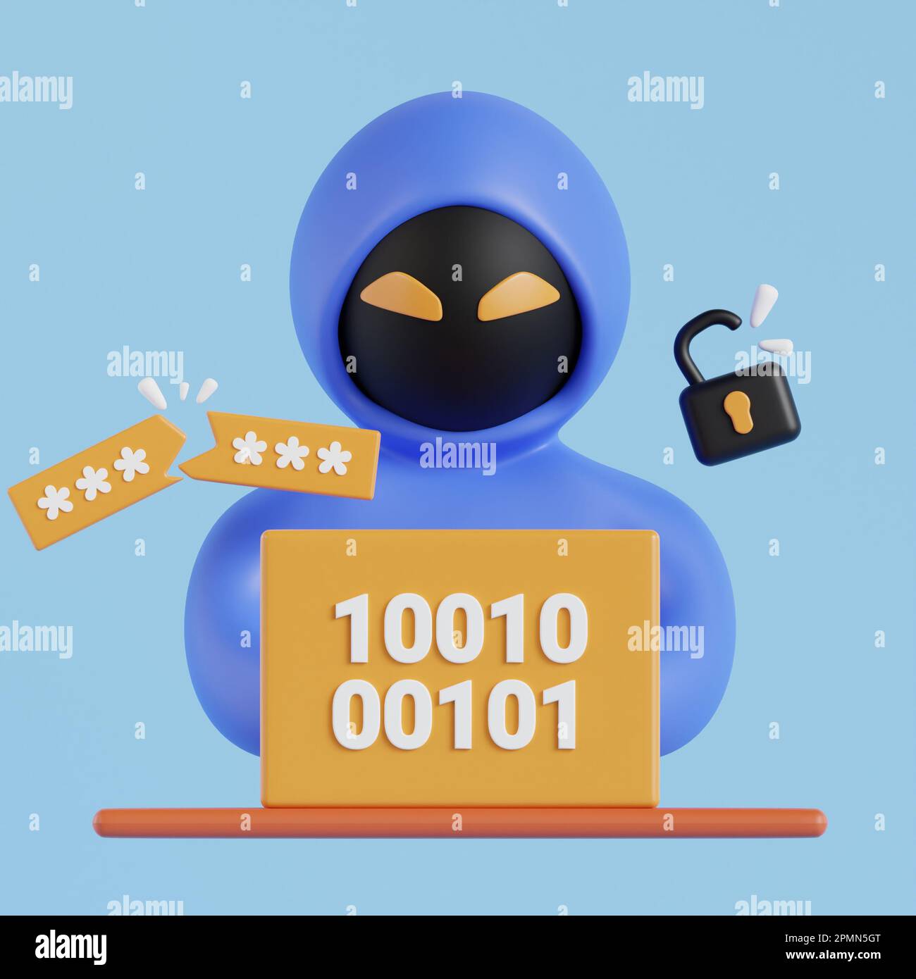 Cyber Security 3D, laptop and cloud data under protection ...