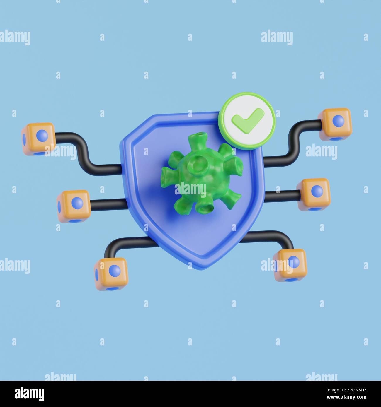 Cyber Security 3D, laptop and cloud data under protection ...