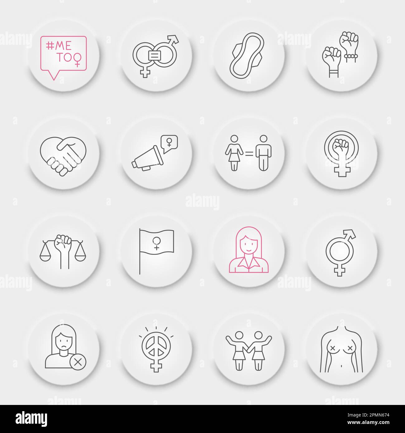 Feminism Line Icon Set Gender Equality Collection Vector Sketches