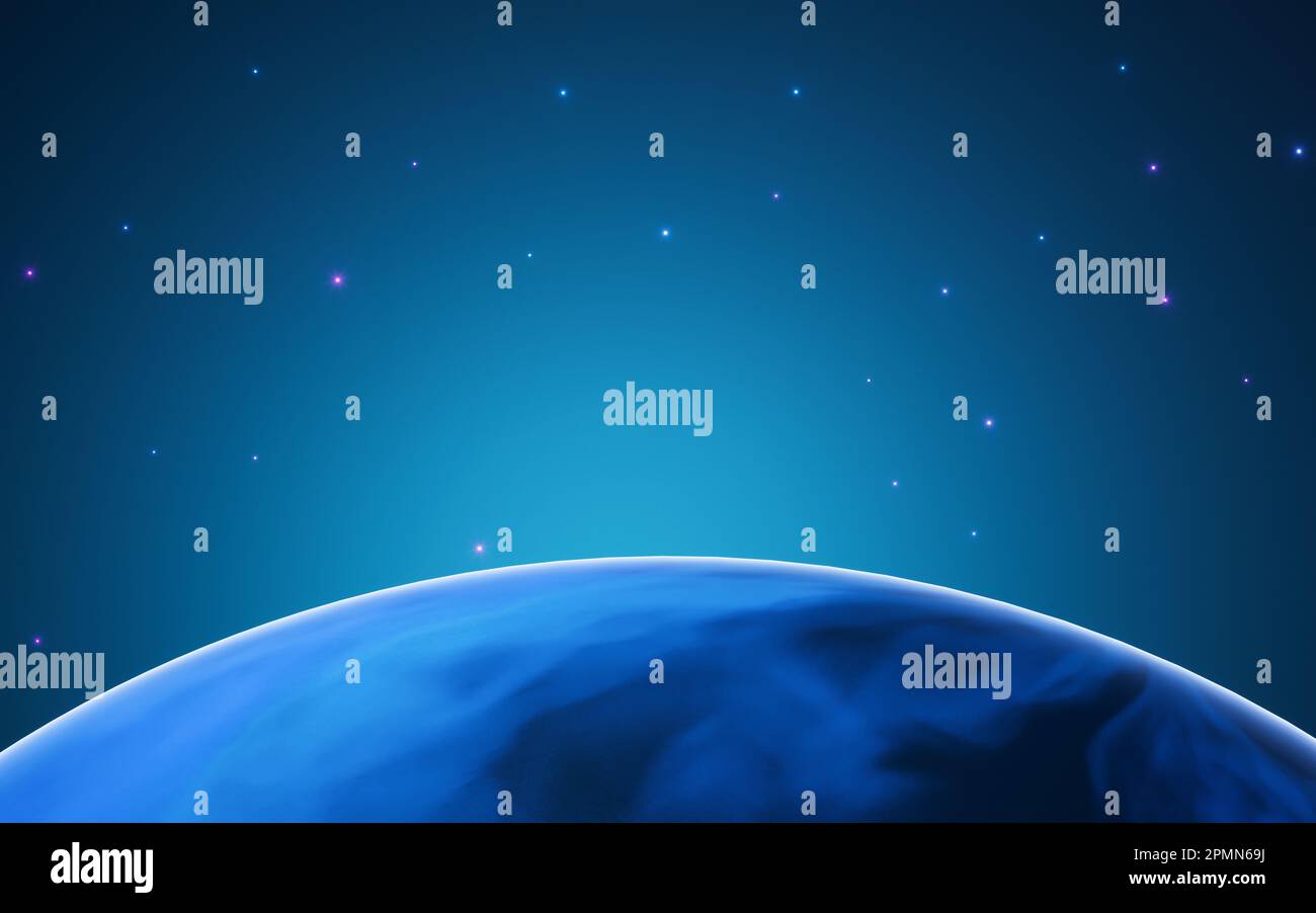 Cartoon style planet in the outer space, 3d rendering. Digital drawing ...