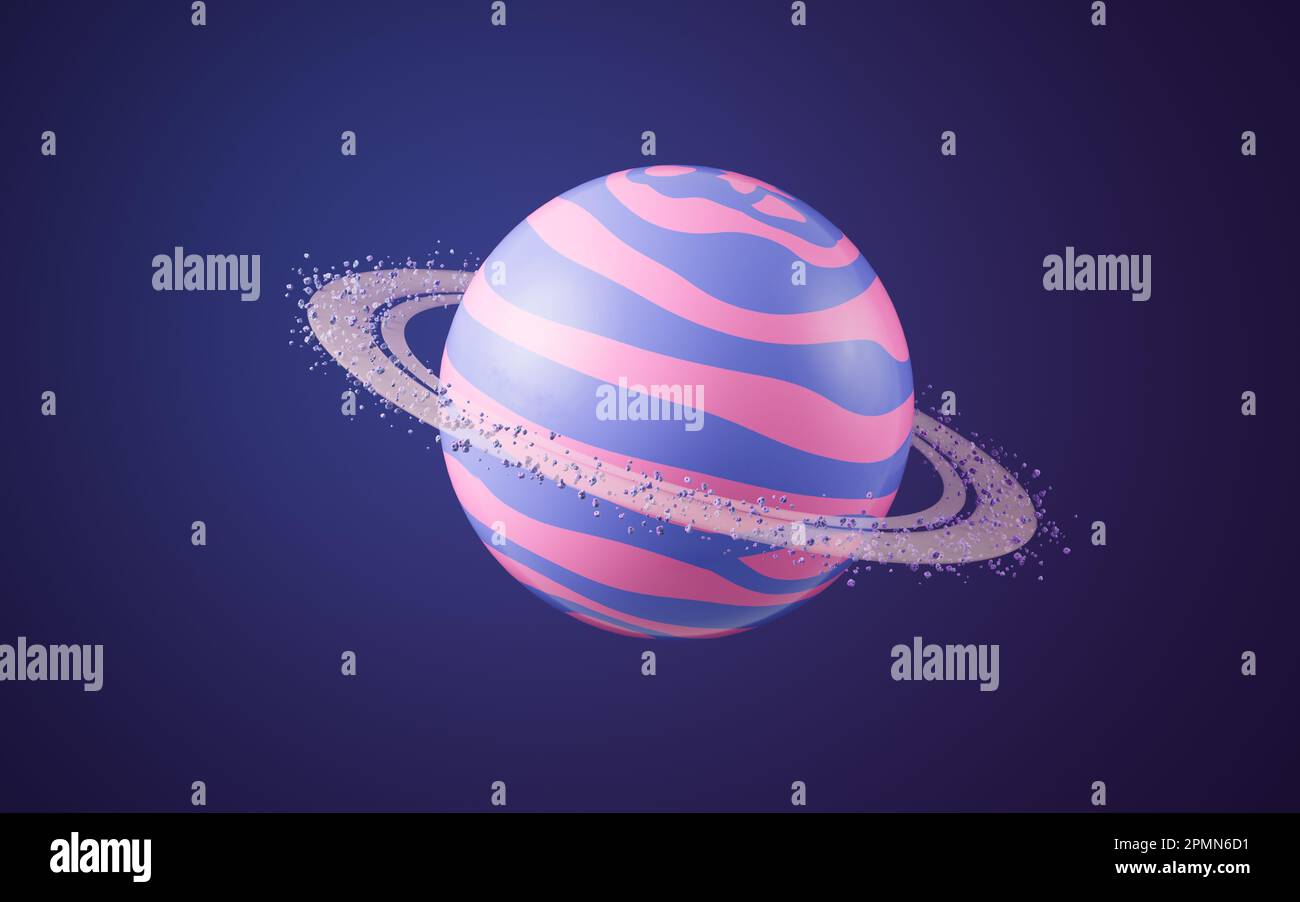 Cartoon style planet in the outer space, 3d rendering. Digital drawing ...