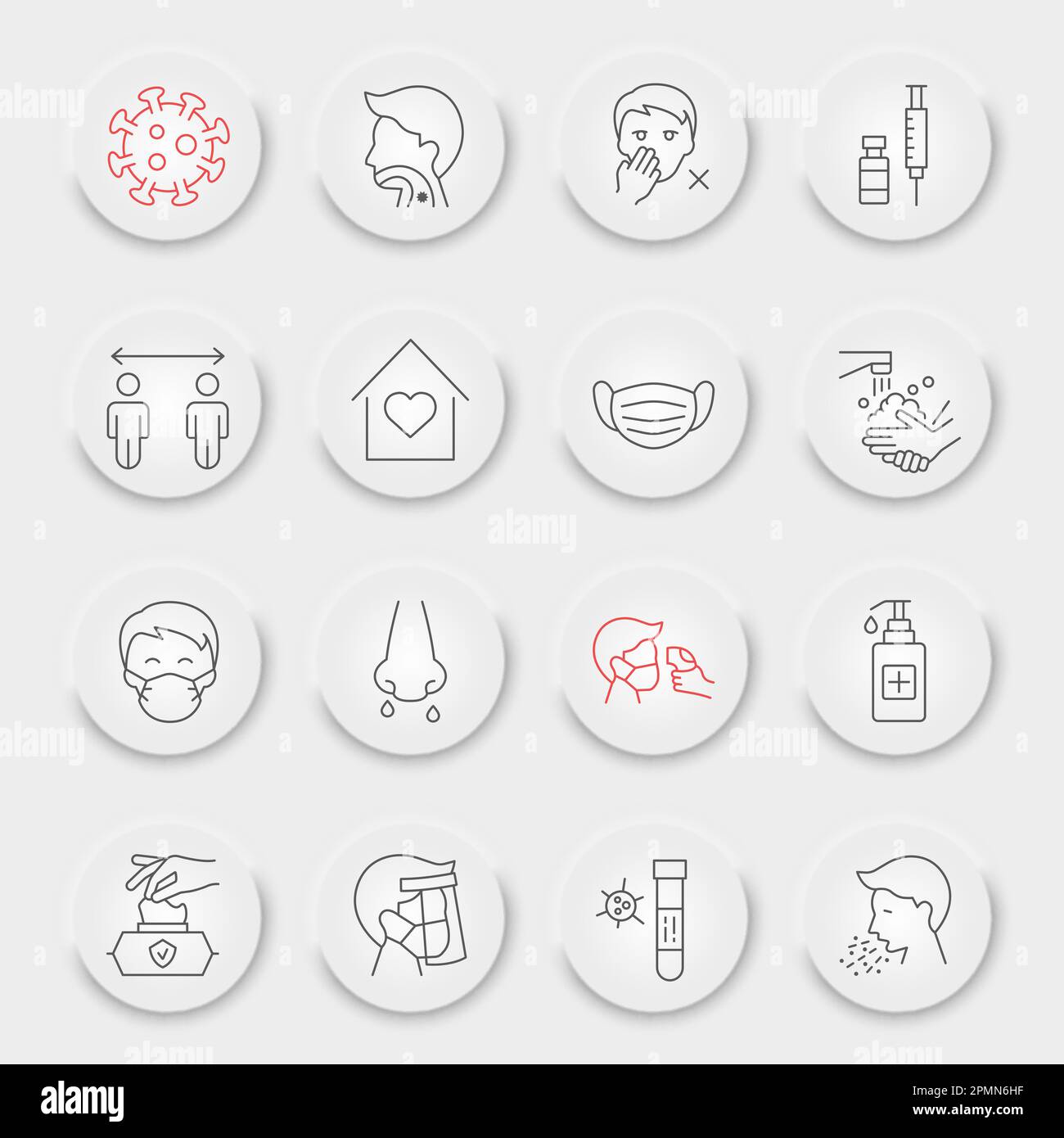 Coronavirus line icon set, prevention collection, vector sketches ...