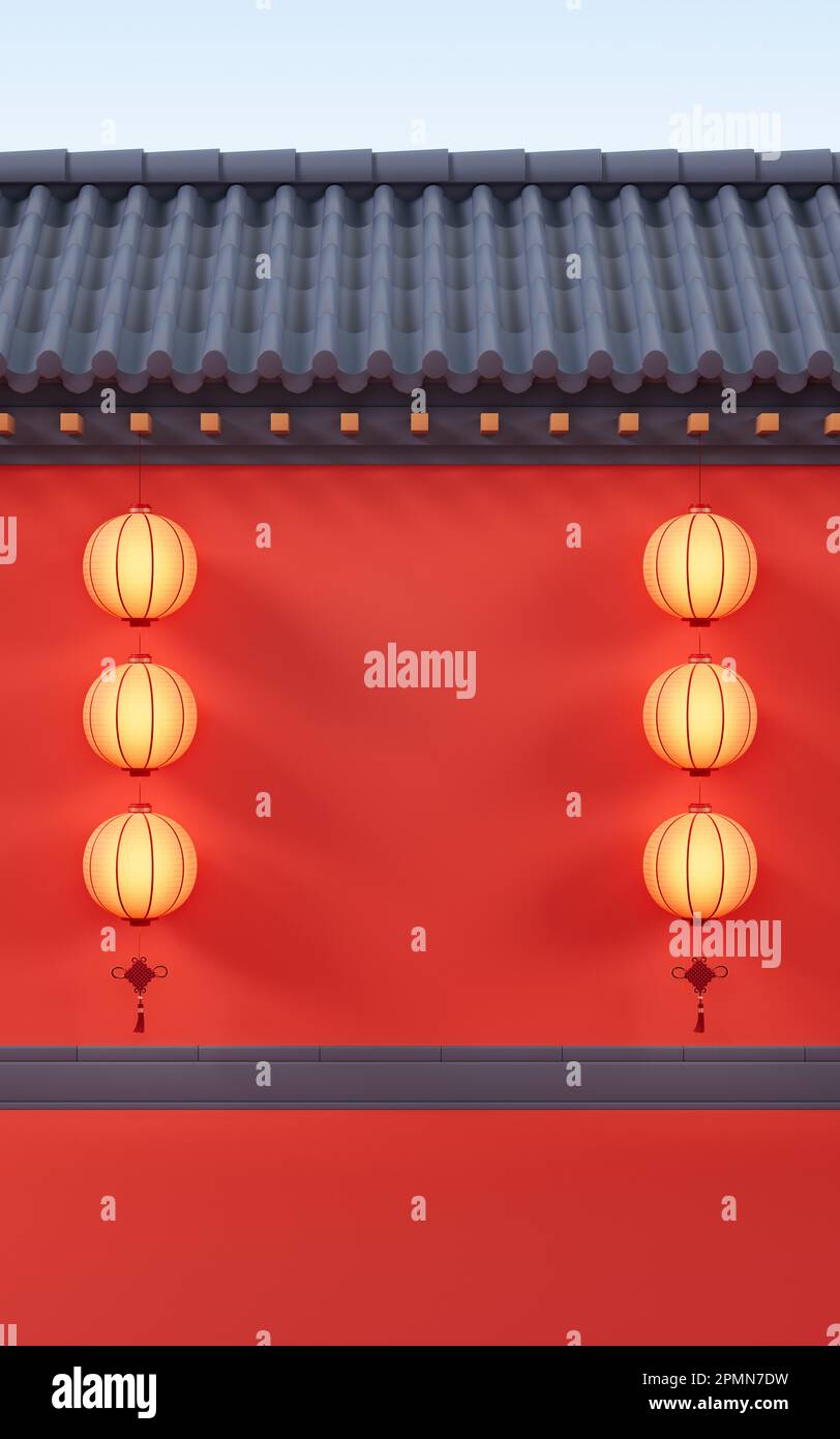 Chinese ancient wall background, 3d rendering. Digital drawing Stock ...