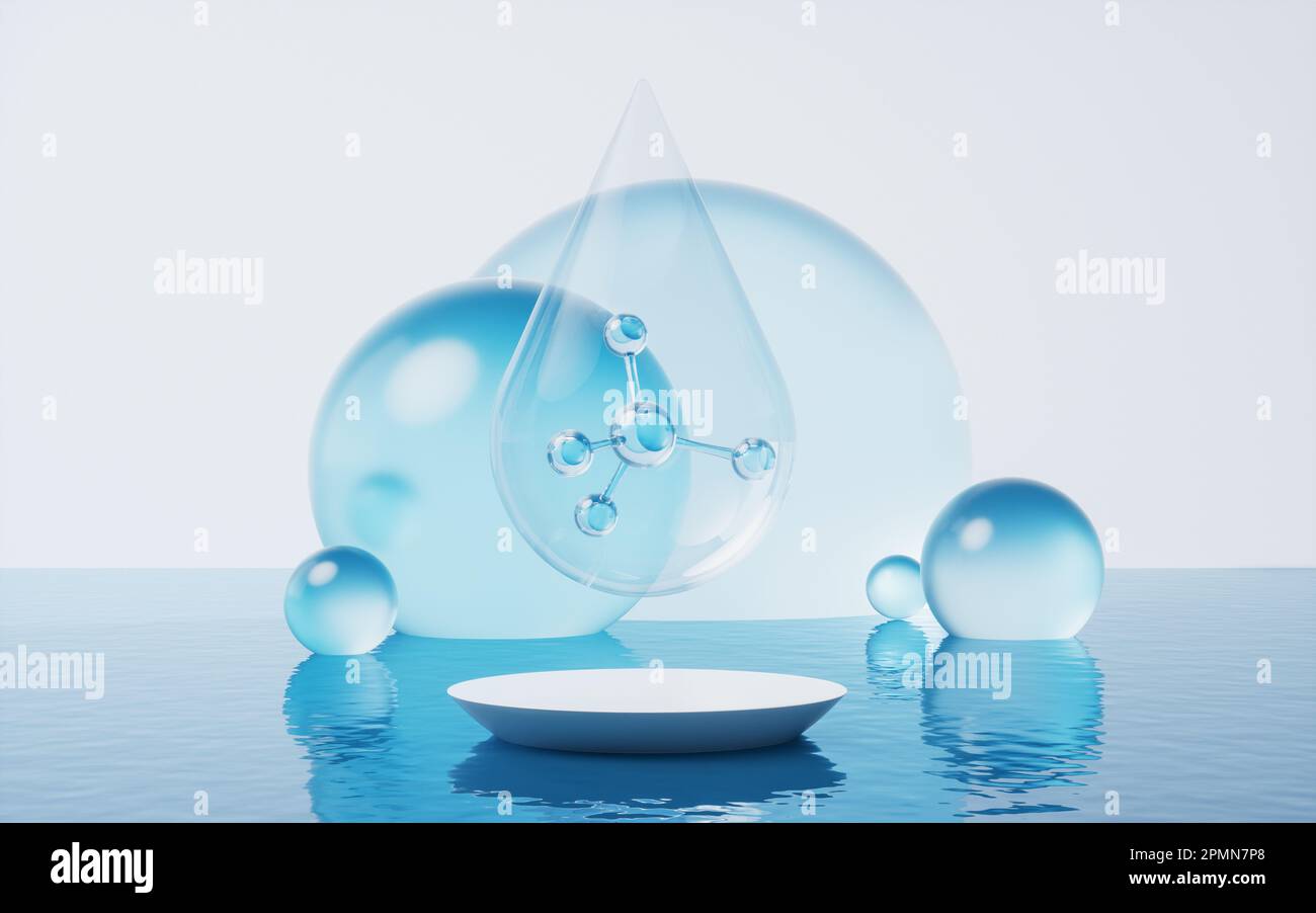 Water drop and water surface, 3d rendering. Digital drawing Stock Photo ...