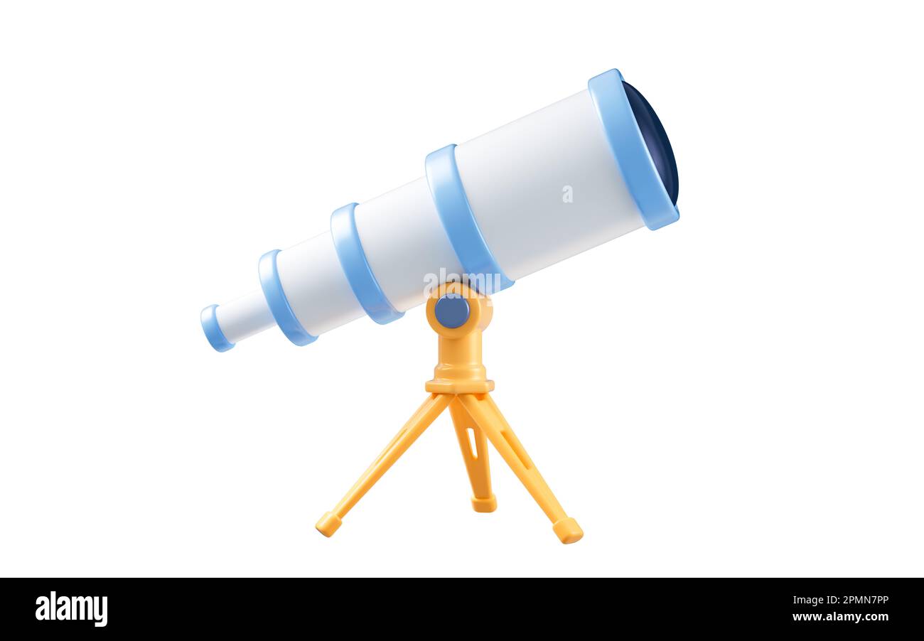 Telescope with cartoon style, 3d rendering. Digital drawing Stock Photo ...