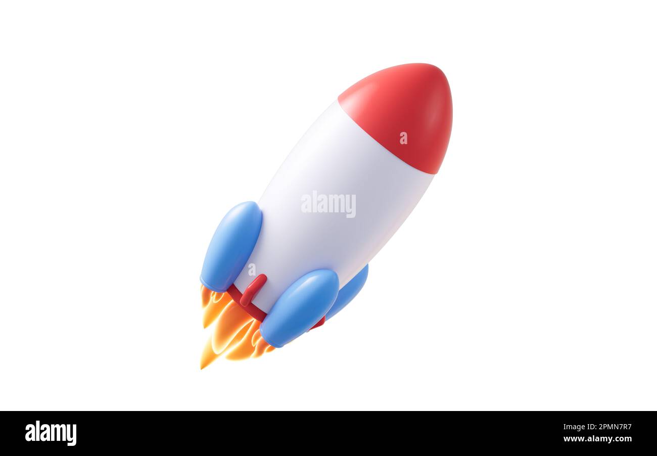 Rocket with cartoon style, 3d rendering. Digital drawing Stock Photo ...