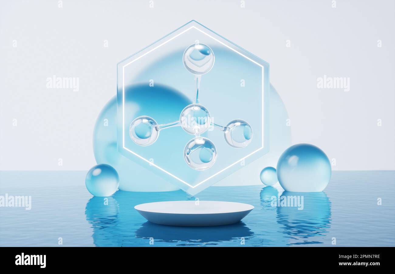Molecule and water surface, 3d rendering. Digital drawing Stock Photo ...