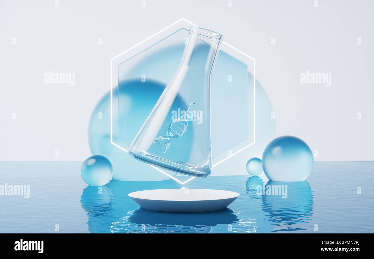 Conical flask and DNA, 3d rendering. Digital drawing Stock Photo - Alamy