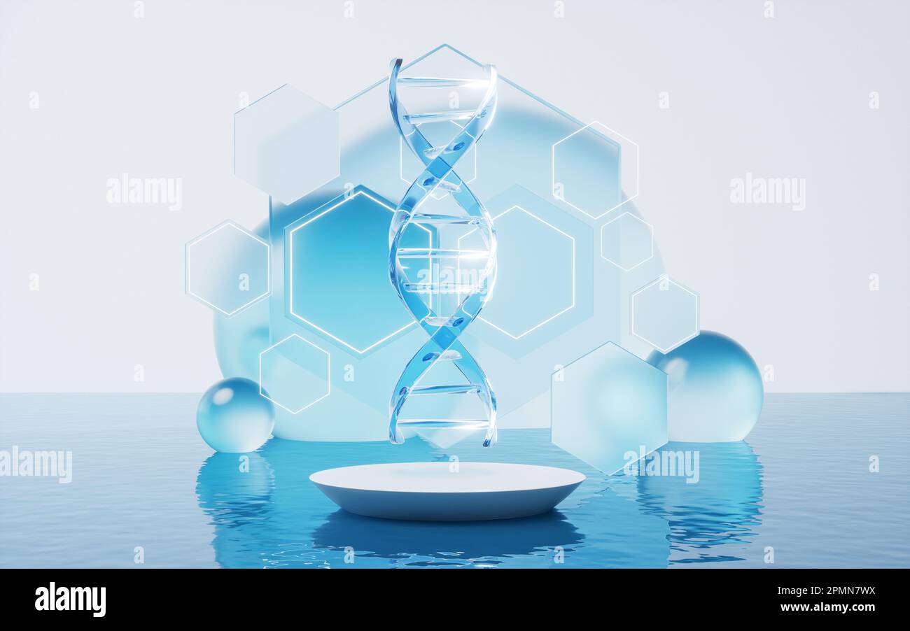 DNA structure and water surface, 3d rendering. Digital drawing Stock ...