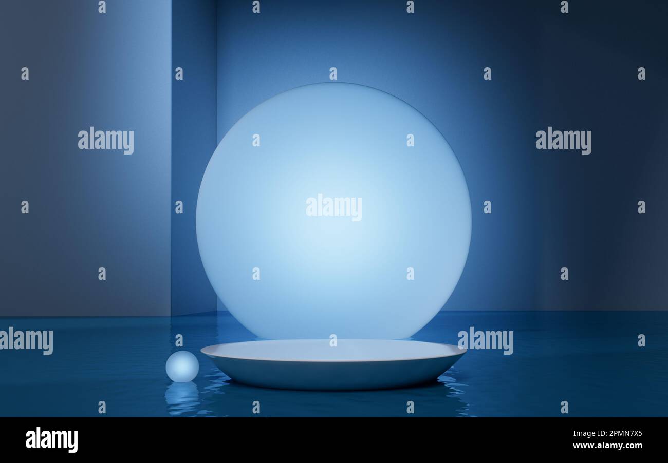 Empty stage with water surface, 3d rendering. Digital drawing Stock ...