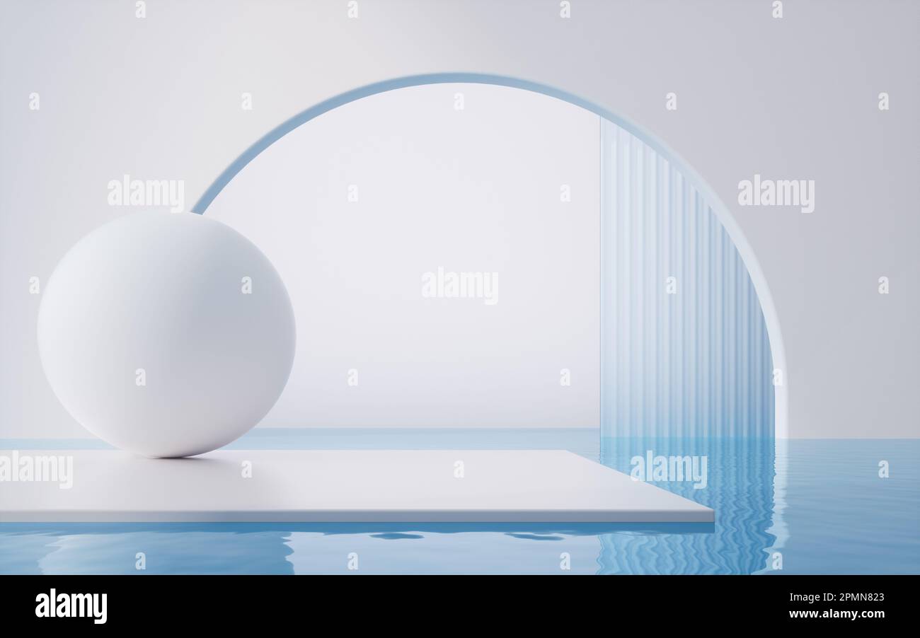 Empty stage with water surface, 3d rendering. Digital drawing Stock ...