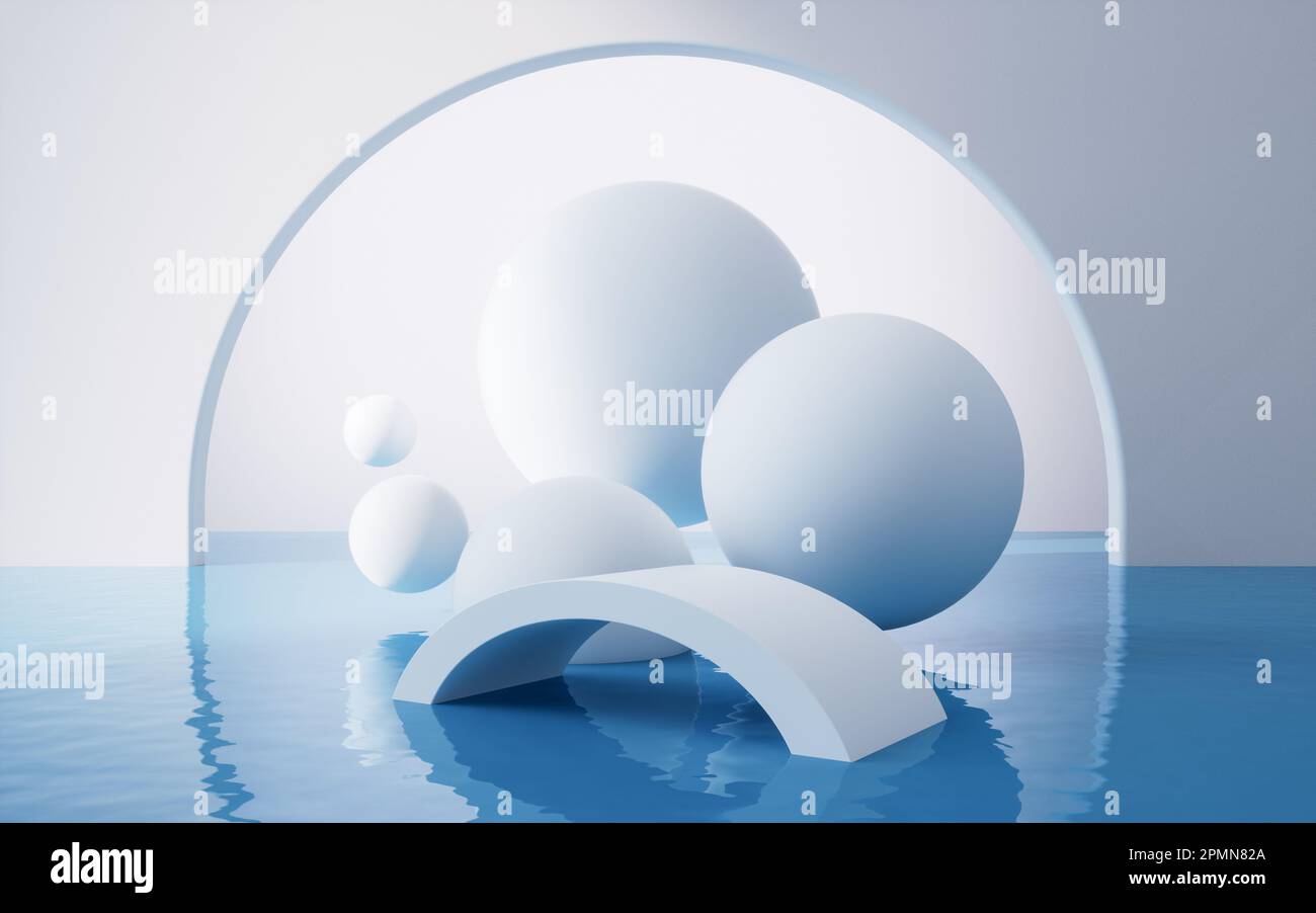 Empty stage with water surface, 3d rendering. Digital drawing Stock ...