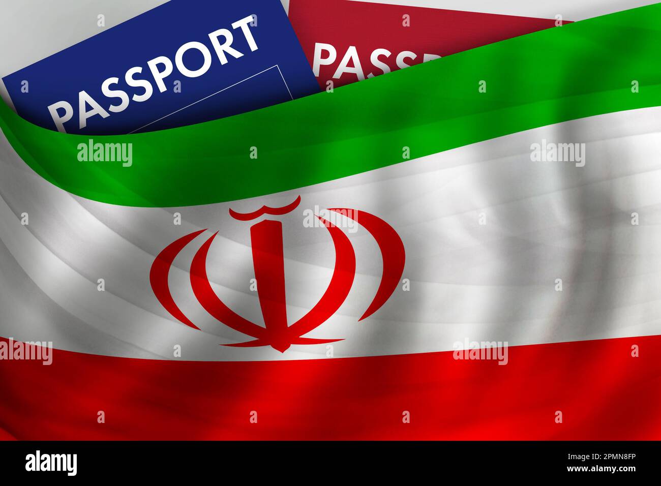 Iranian flag background and passport of Iran. Citizenship, official ...